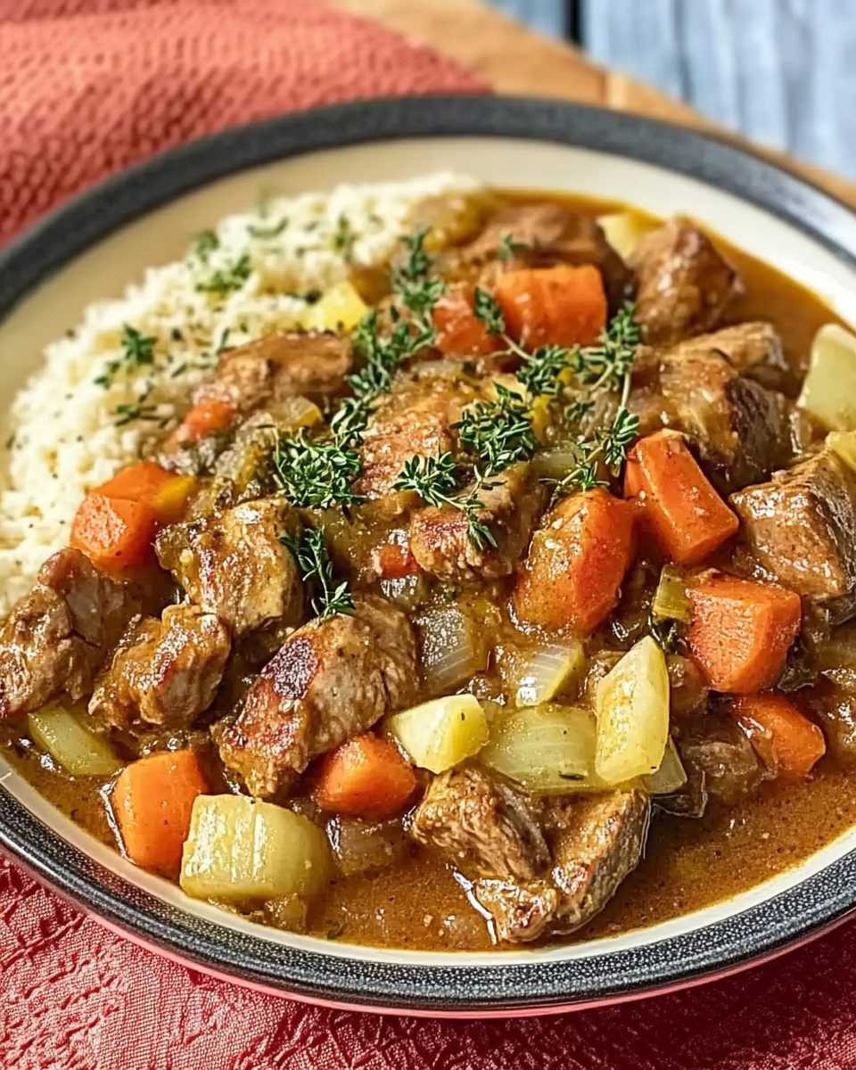 Tender Slow-Braised Pork Casserole with Root Vegetables