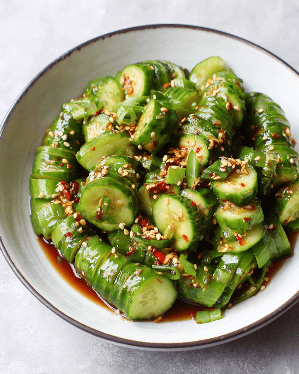 Crispy Cucumber Salad with Fiery Garlic Soy Dressing