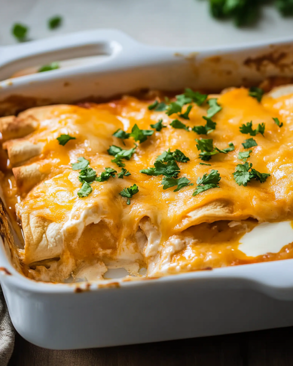 Creamy Sour Cream Chicken Enchiladas with a Tex-Mex Twist