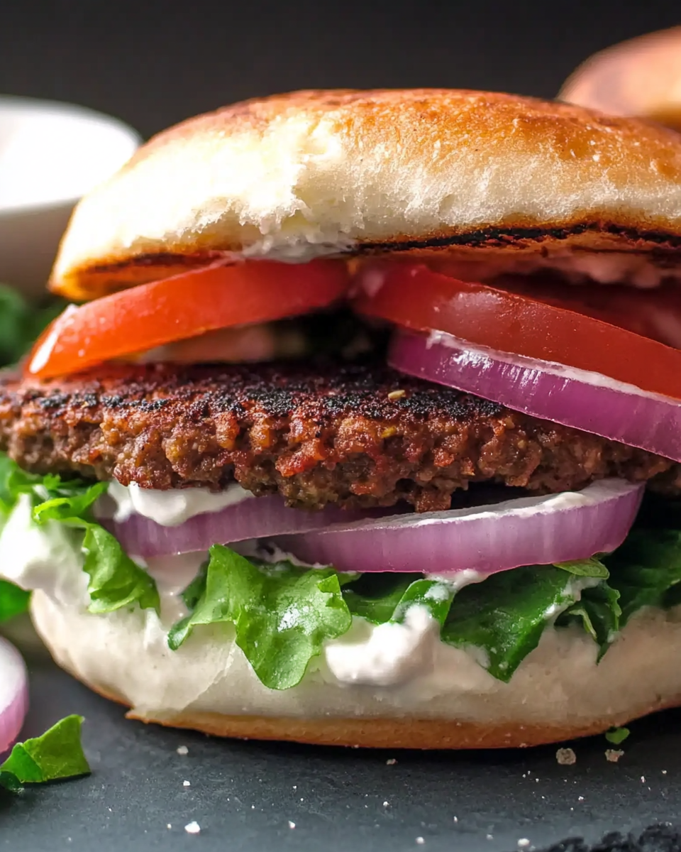 Greek-Inspired Gyros Burgers with Tzatziki Sauce