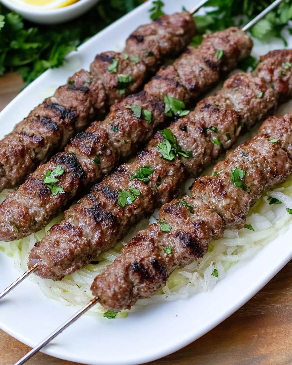 Grilled Lebanese Kafta Skewers with Parsley & Spices