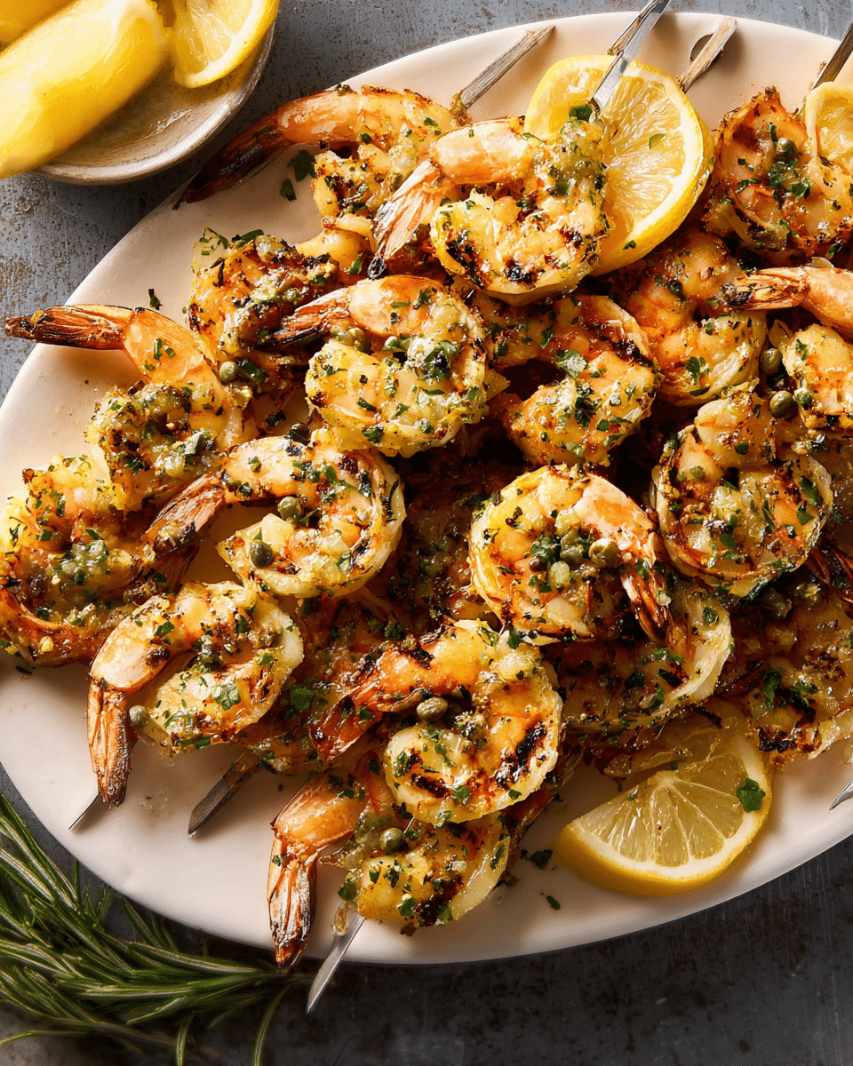 Zesty Lemon-Caper Grilled Shrimp Skewers