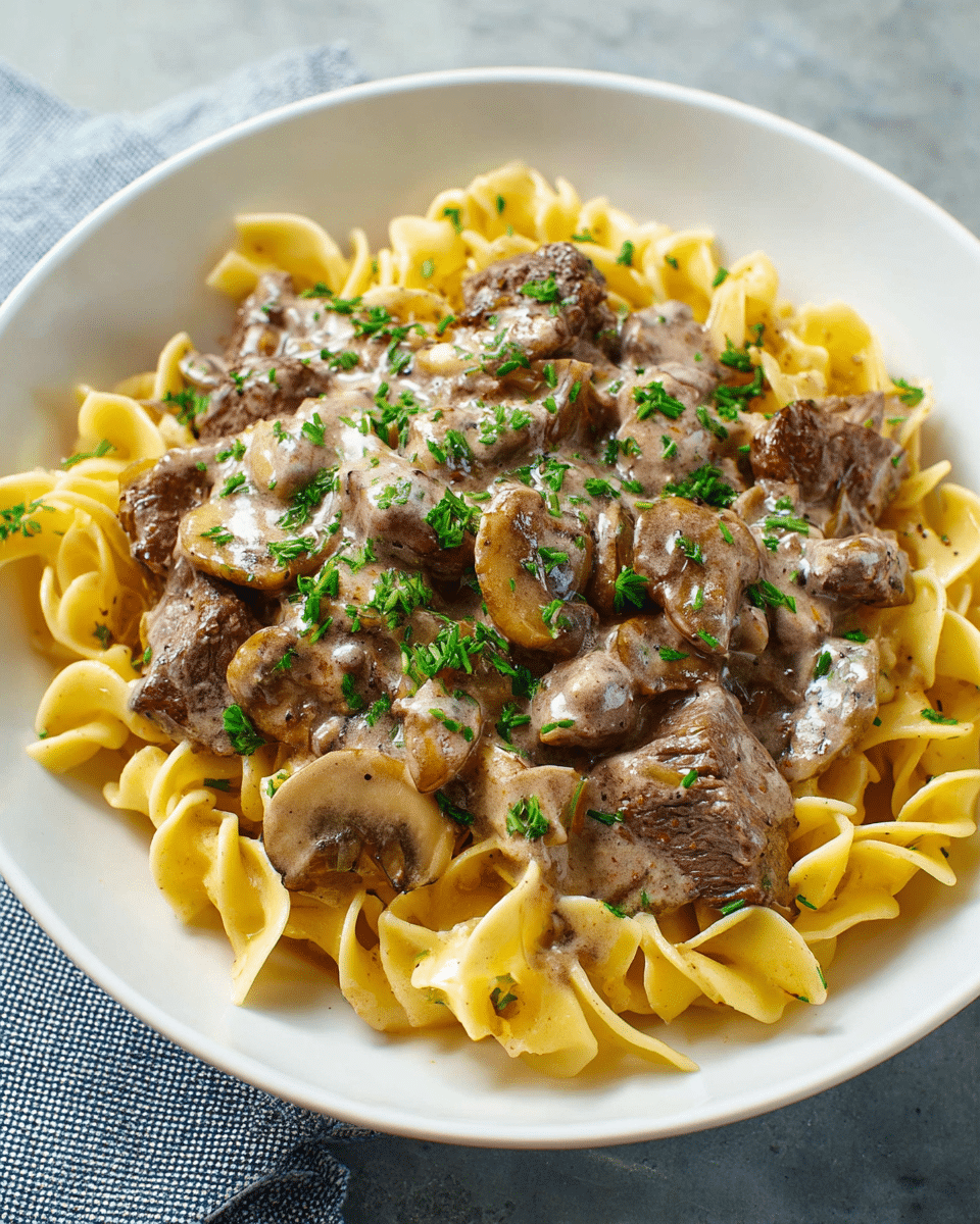 Rich and Creamy Classic Beef Stroganoff with Crème Fraîche