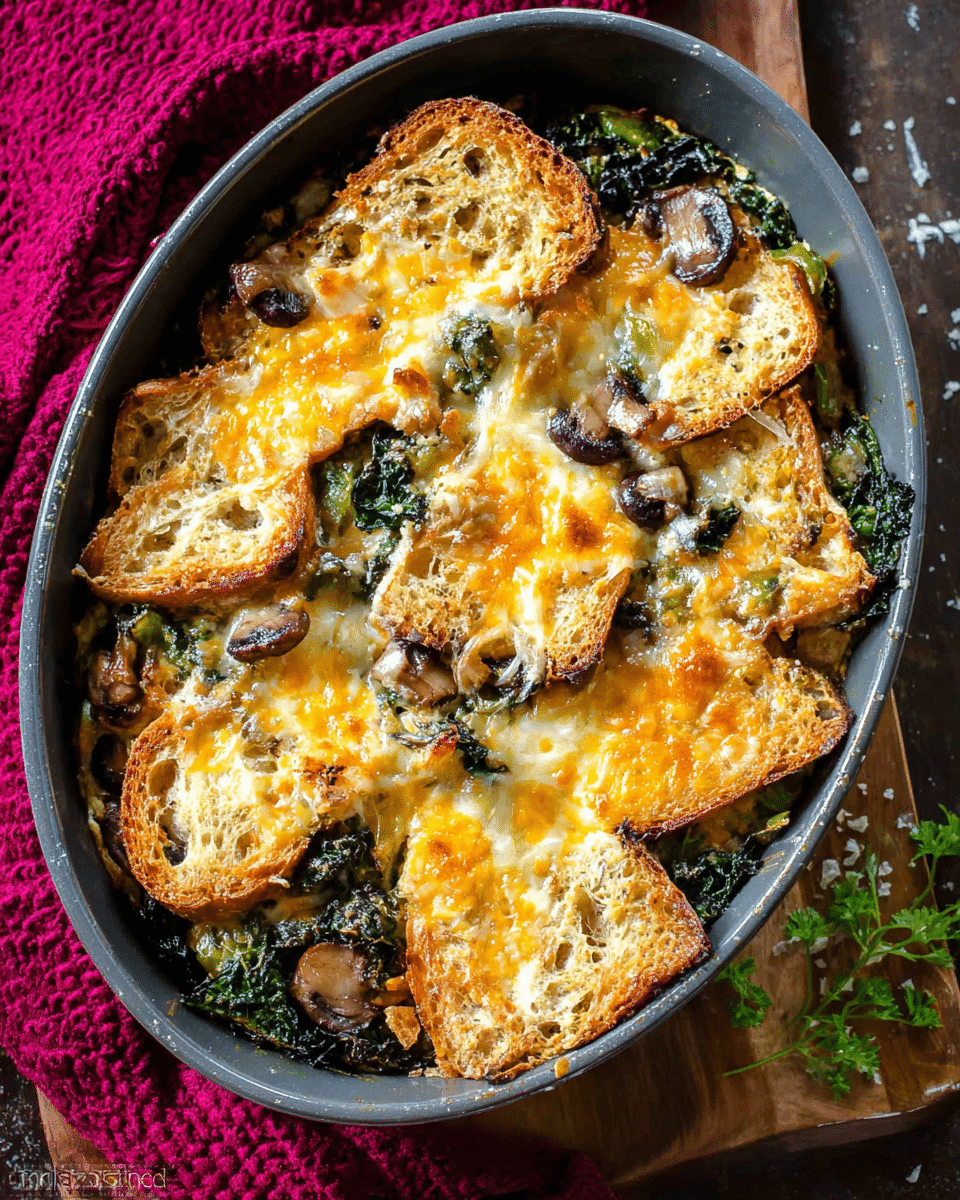 Savory Kale & Mushroom Strata with Cheddar Bliss