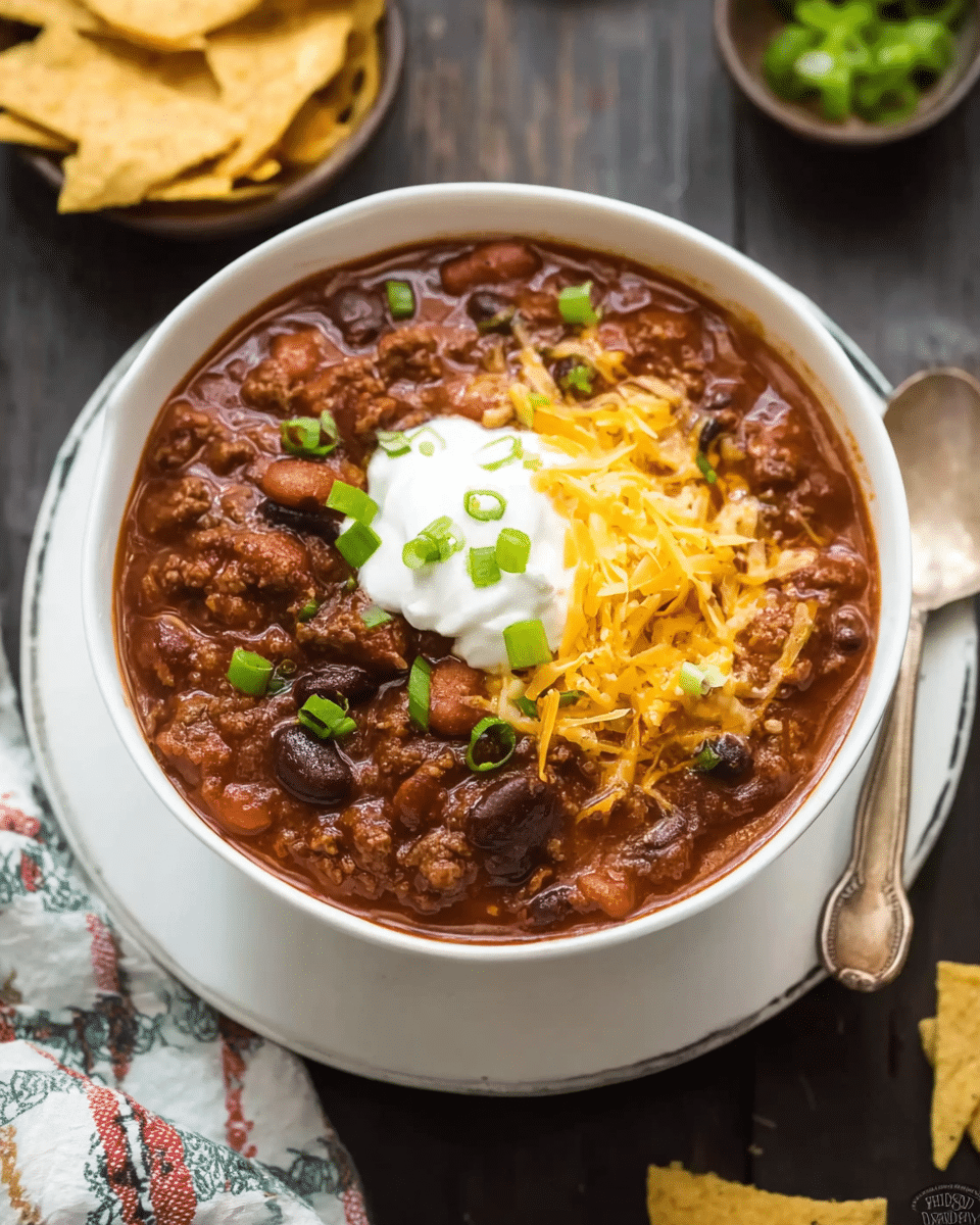 Hearty Slow-Cooked Three-Bean Beef Chili