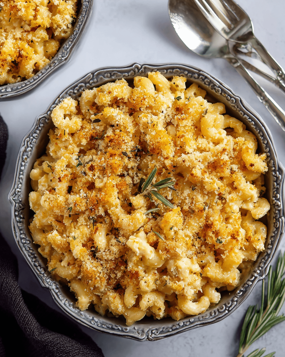 Creamy Baked Goat Cheese Mac with Herbed Crunch Topping