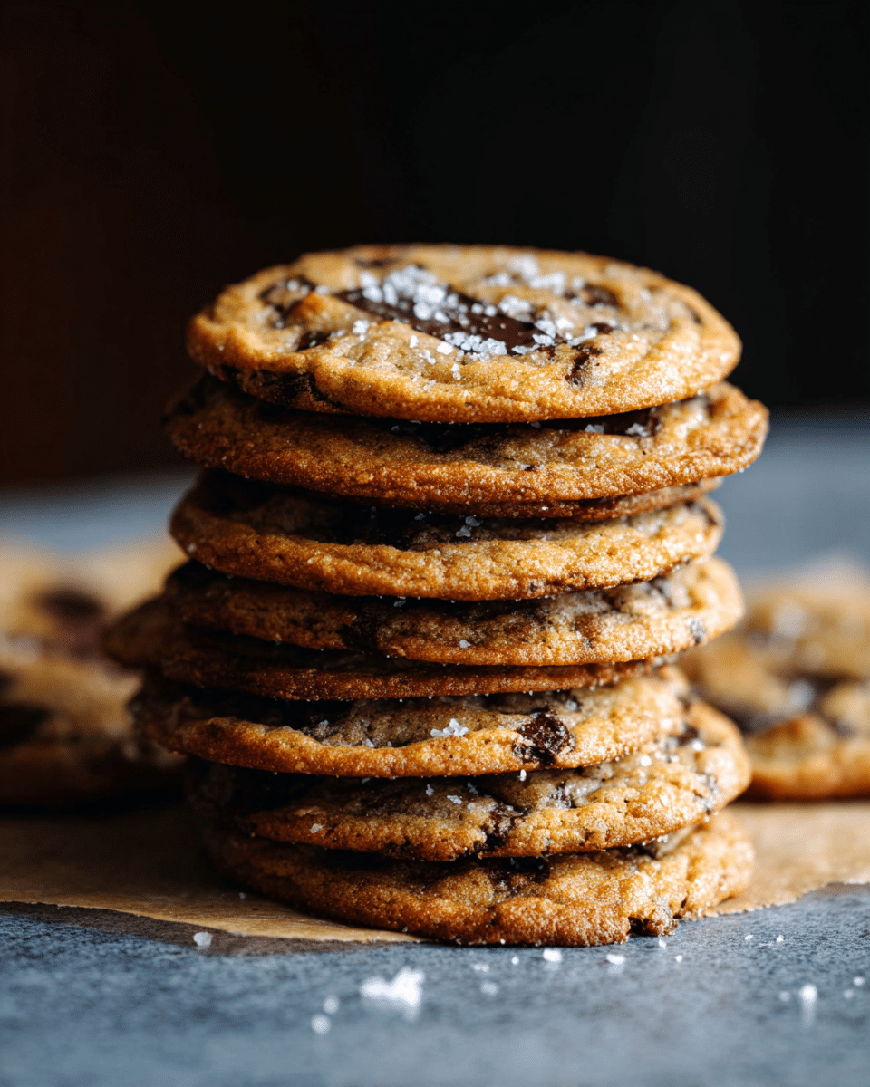 Ultra-Thin Crispy Chocolate Chip Cookies with Dark Chocolate and Sea Salt