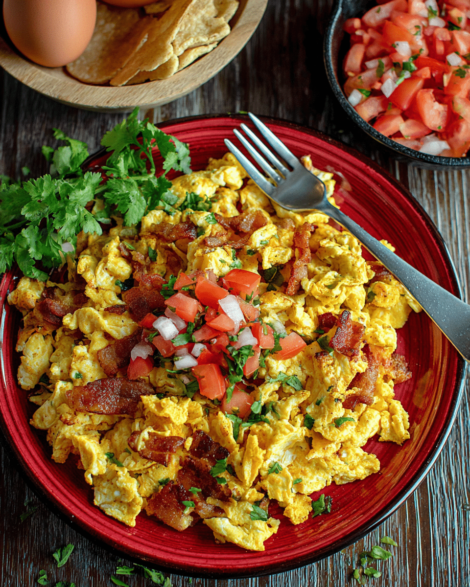 Crispy Tortilla Scramble with Eggs, Cheese, and Jalapeños