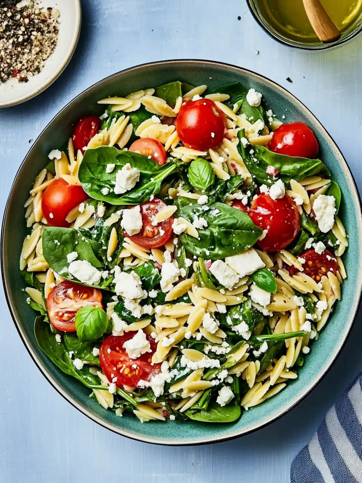 Ultimate Spinach Orzo Salad with Feta, Tomatoes & Basil Bliss