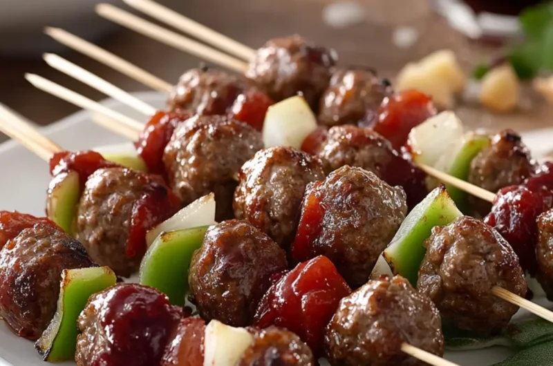 Irresistible Holiday Mini Beef Meatball Skewers