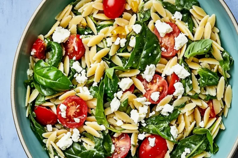 Ultimate Spinach Orzo Salad with Feta, Tomatoes & Basil Bliss
