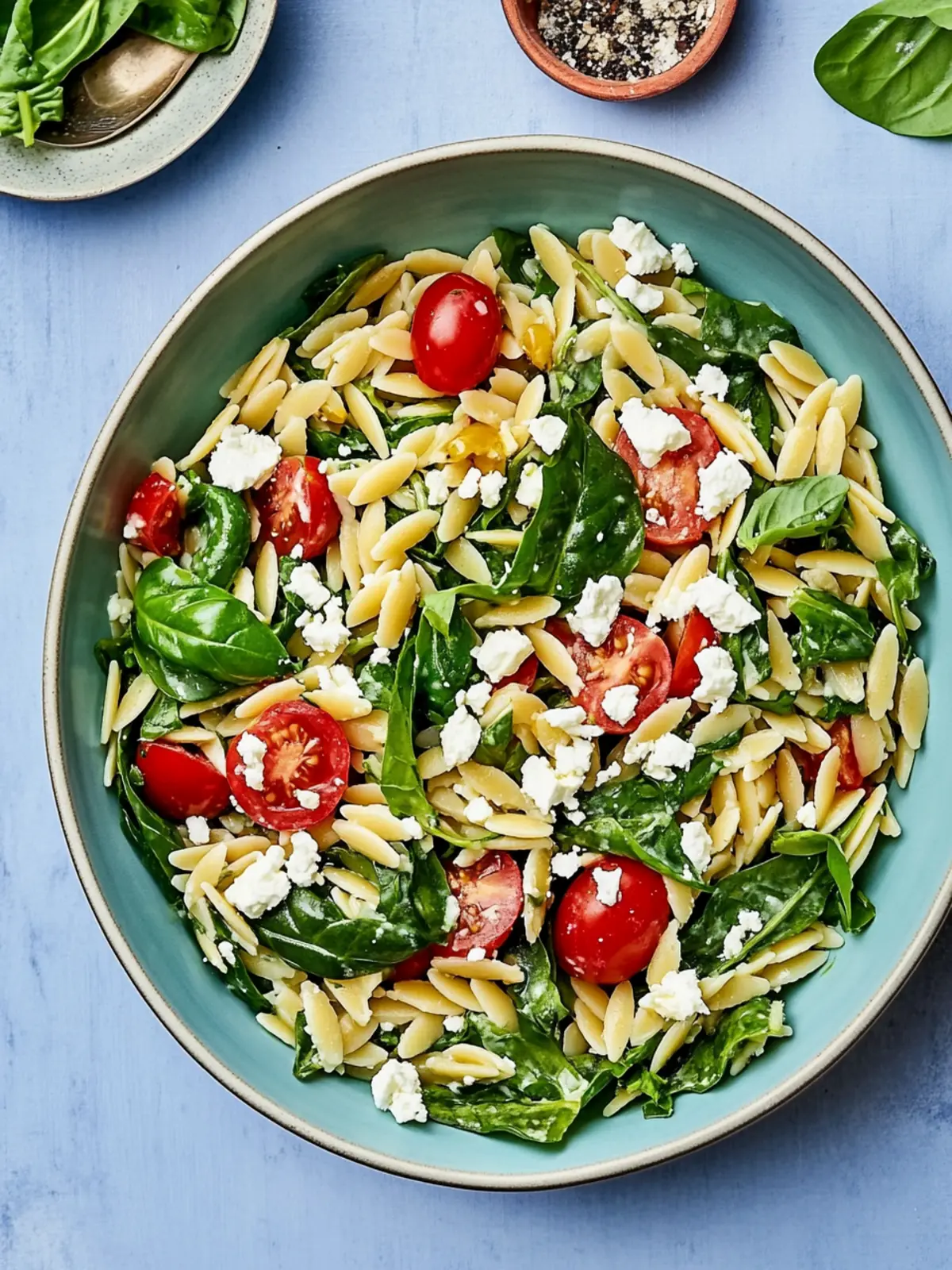 Ultimate Spinach Orzo Salad with Feta, Tomatoes & Basil Bliss