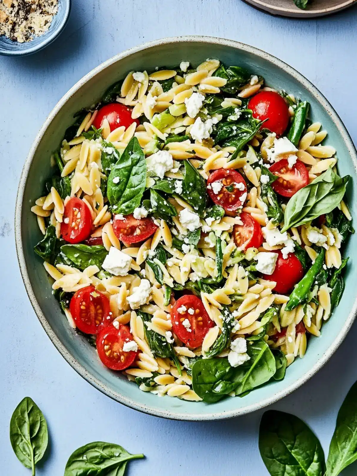 Ultimate Spinach Orzo Salad with Feta, Tomatoes & Basil Bliss