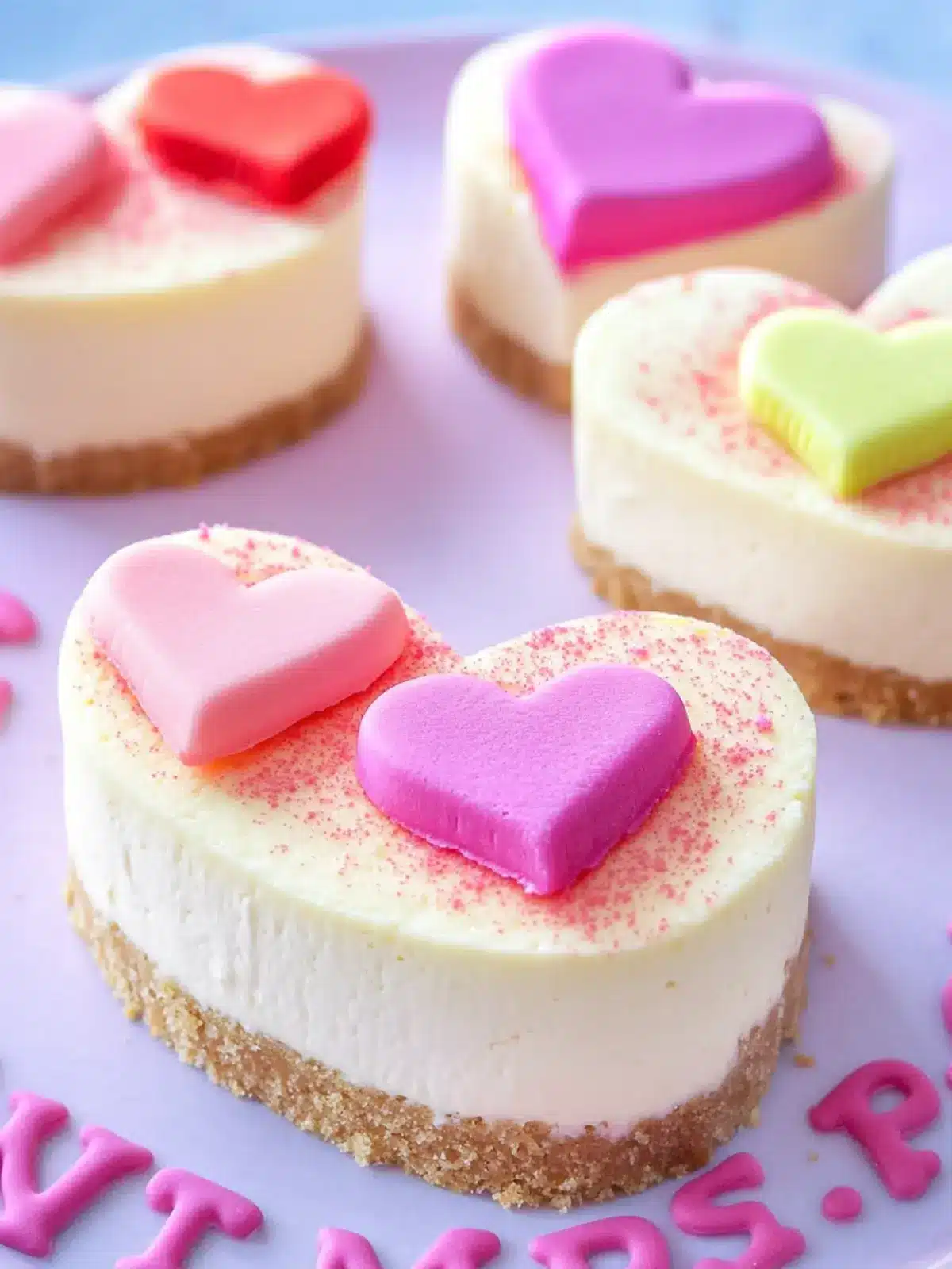 Irresistible Conversation Heart Cheesecakes for Valentine's Day