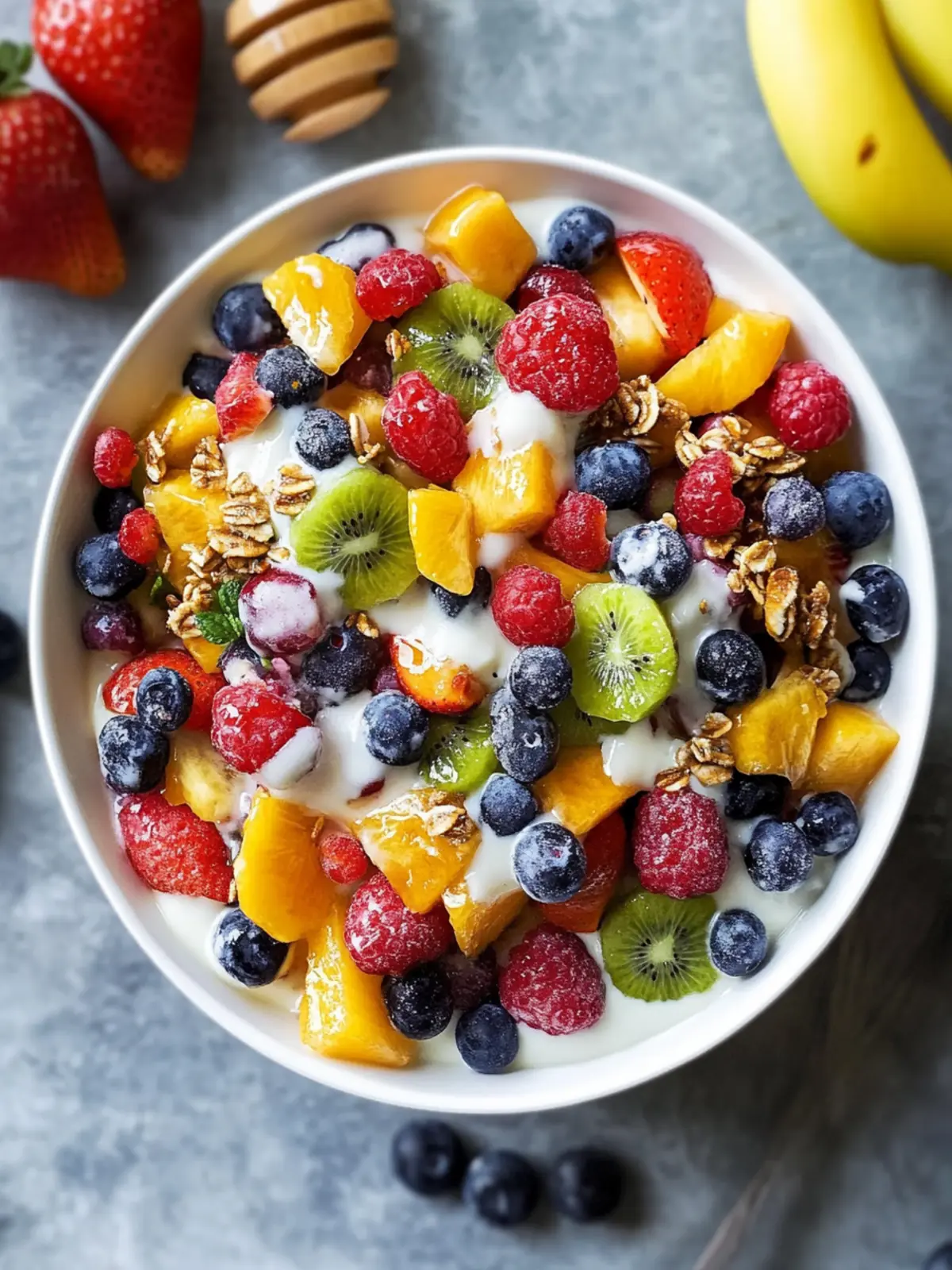 Ultimate Easy Breakfast Fruit Salad with Honey Yogurt Dressing